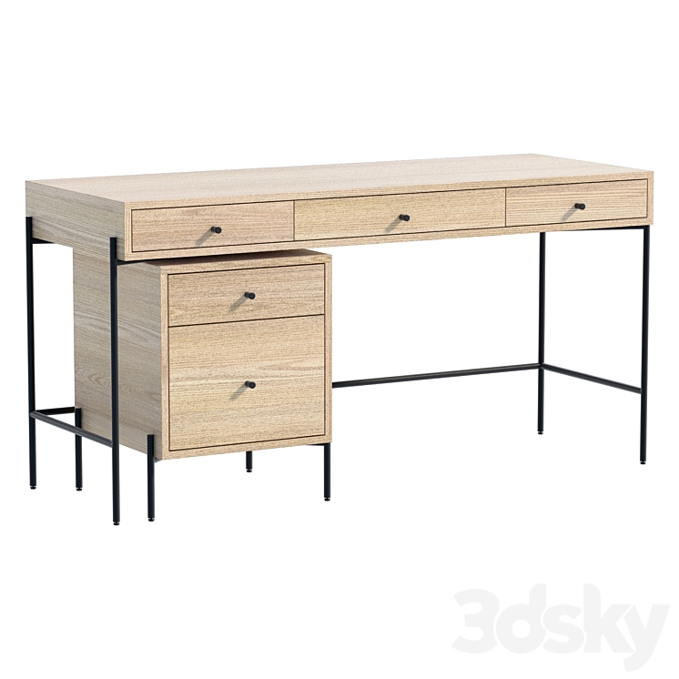 Eaton Desk With Filing Cabinet - Office furniture - 3D model