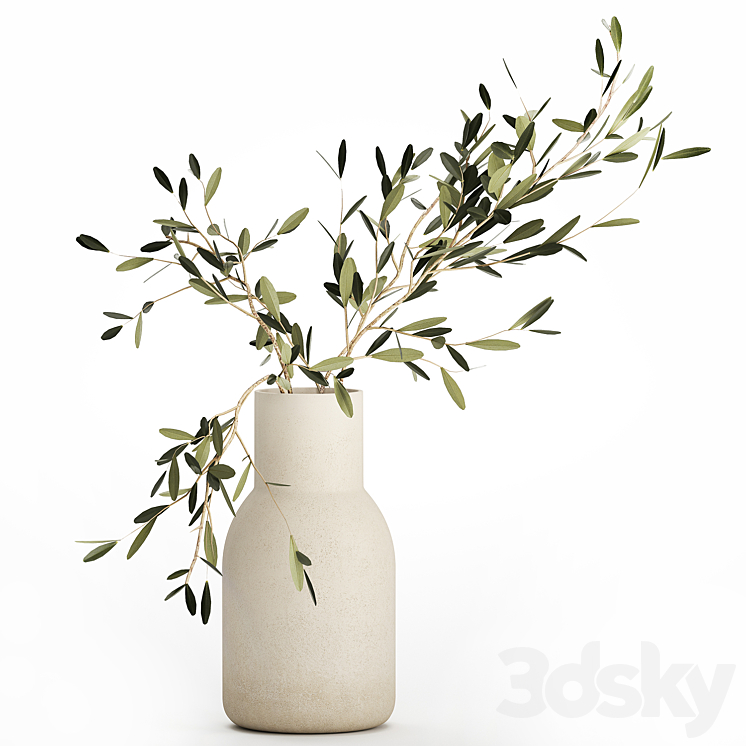 Flower bouquet of olive branches. Set 518. - Bouquet - 3D model