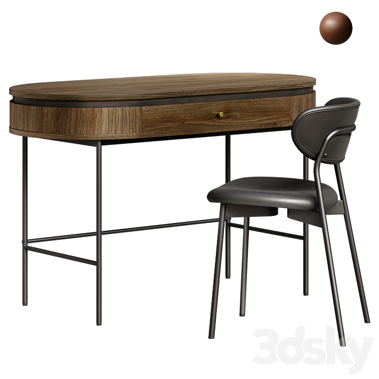 Maer Walnut desk and Alex chair, Divan.ru - Table + Chair - 3D model