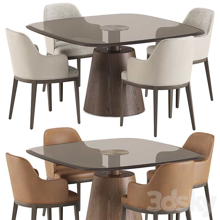 Anna Dining Chair and Panton Dining Table - Table + Chair - 3D model