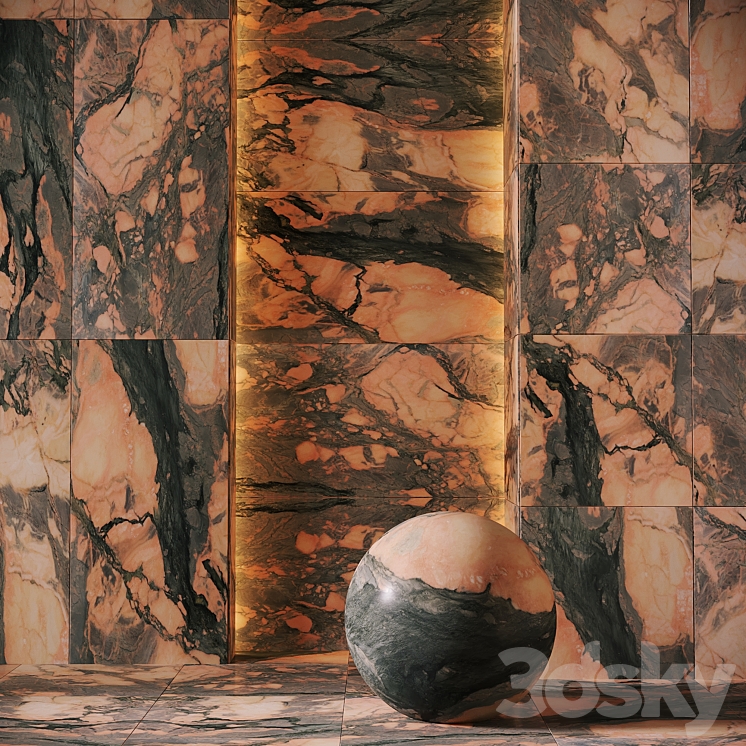 Natural stone Aurora Macchia Vecchia / Marble tiles P16 - Tile - 3D model