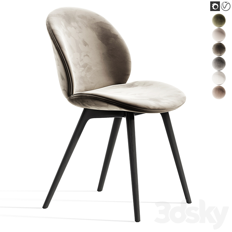 Beetle Dining Chair, Fully Upholstered, Plastic Base - Chair - 3D model