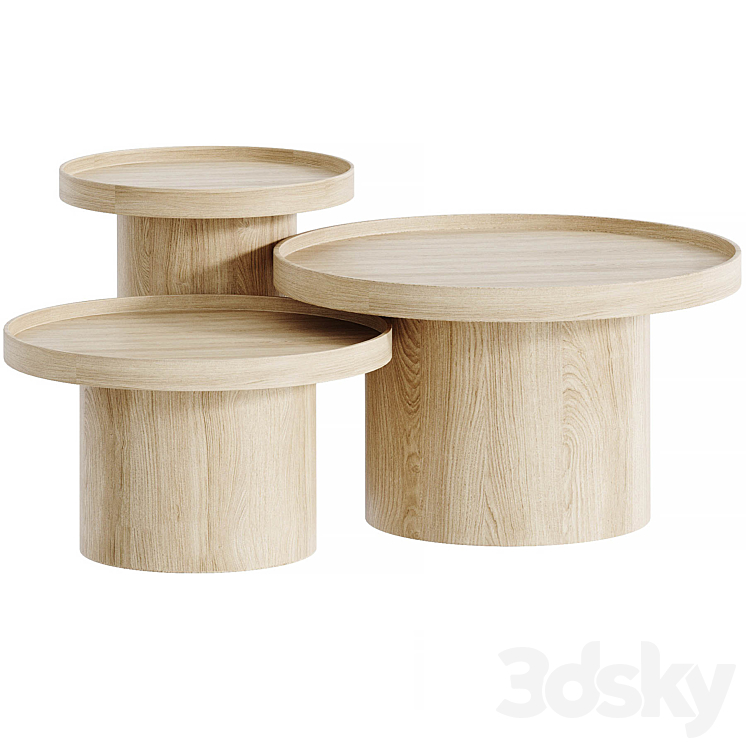 Set of wooden coffee tables Bolia Plateau - Table - 3D model