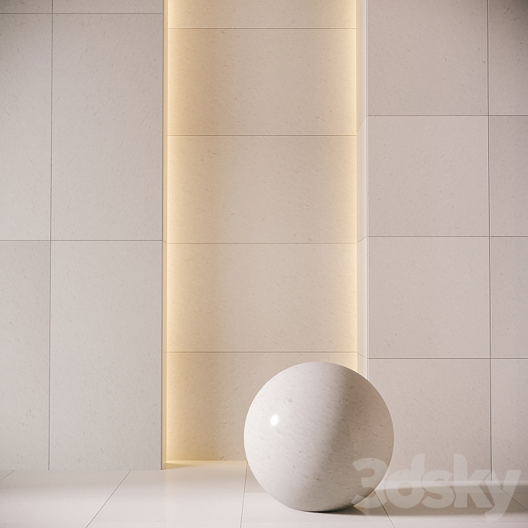 Natural stone Bianco Neve / Marble tiles P19 - Tile - 3D model