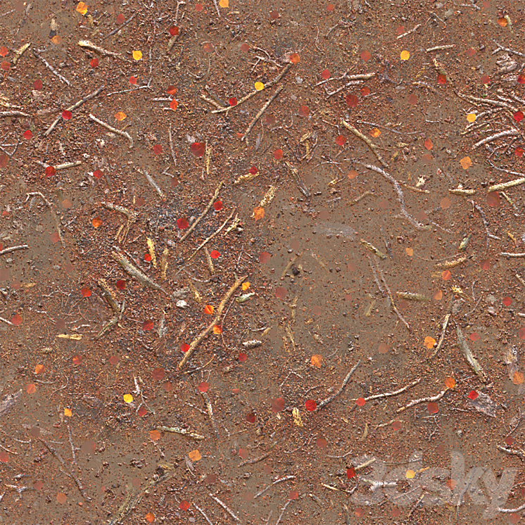 Wet ground and leaves 06 4k pbr - Natural materials - 3D model