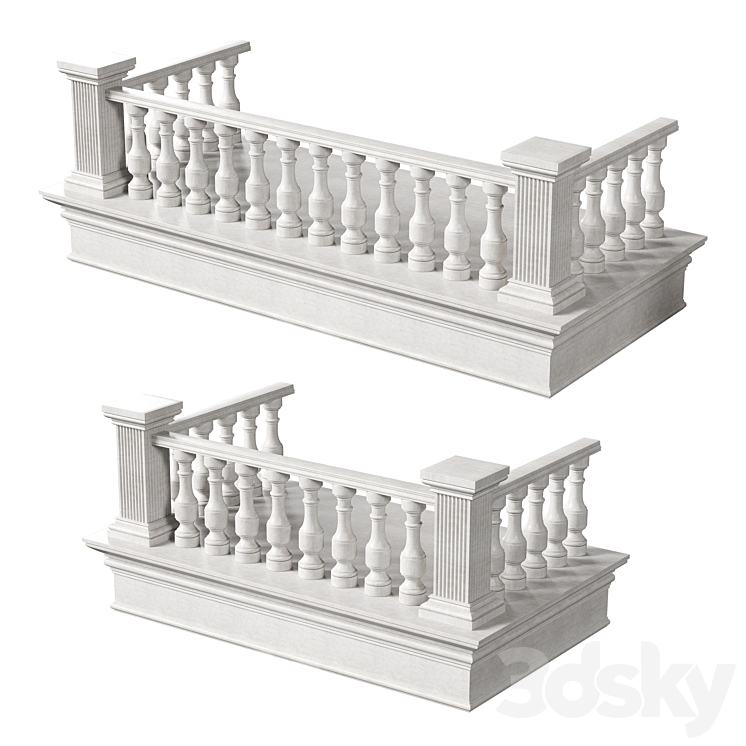 Classic Marble Balcony with Petite Marble Balusters and Square Columns ...