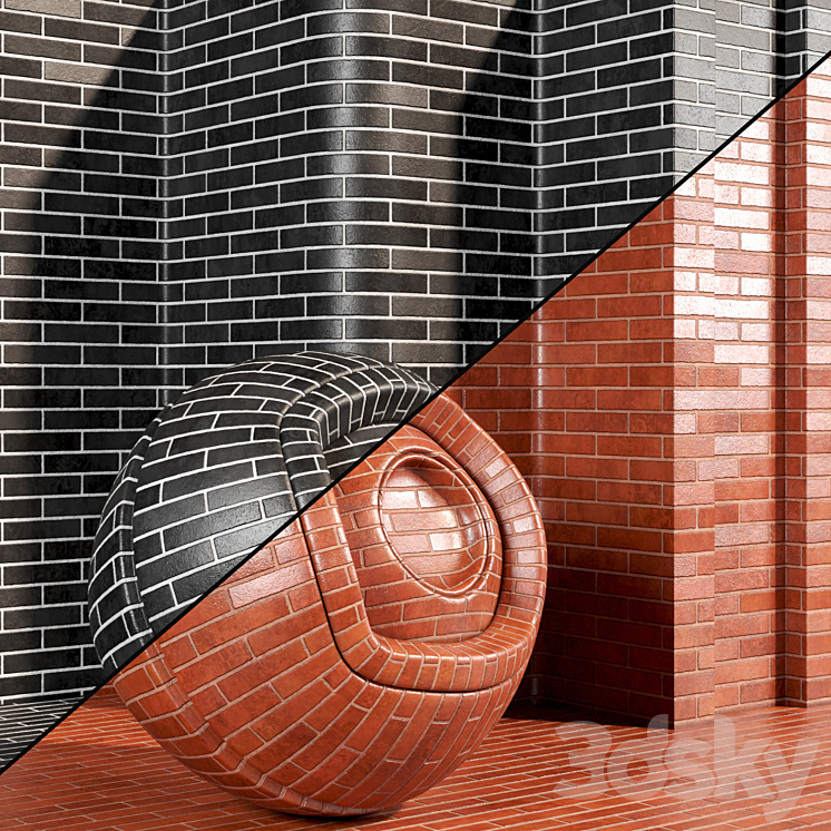 Realistic Brick PBR Material Vol 33 - Brick - 3D model