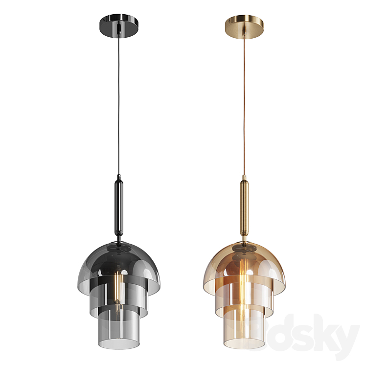 Modelux layered glass chandelier - Pendant light - 3D model