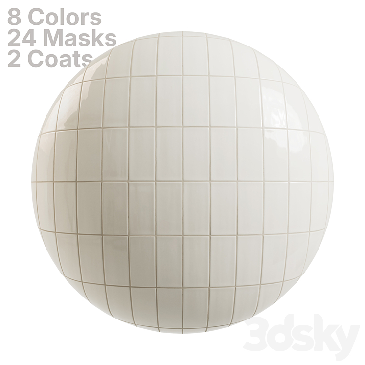 Subway Tile 3x6" Stack Bond - Tile - 3D model