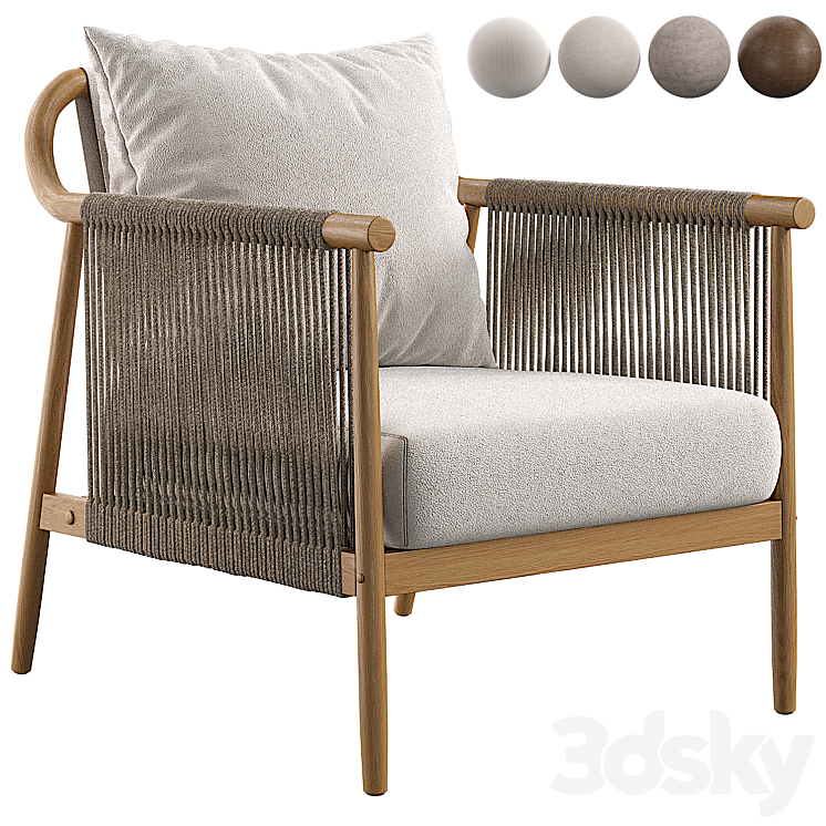Lynn Accent Armchair with Braid Wood - Arm chair - 3D model