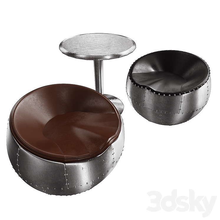 Table and chairs Aviator - Table + Chair - 3D model