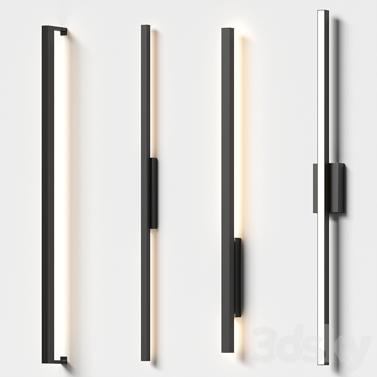 Rectangular thin wall lamps set - Wall light - 3D model