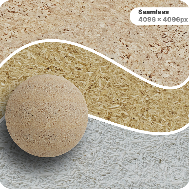 Mas 27 cork & wheat Material | 4K | Seamless | 3 Mat - Wood - 3D model