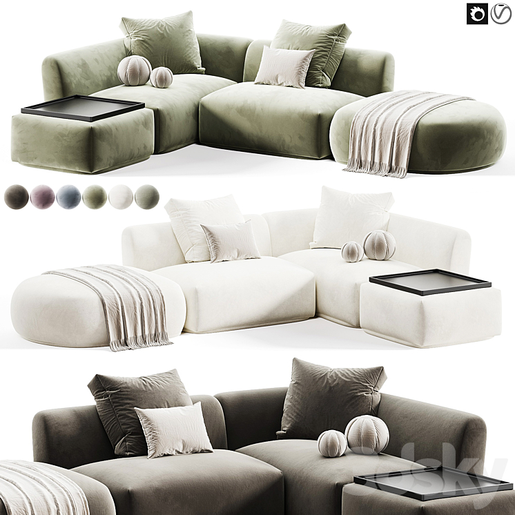 Corner modular sofa Fabro M - Sofa - 3D model