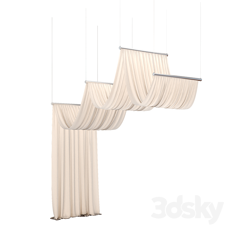 Ceiling Drape Curtain Panels vol 09 - Other decorative objects - 3D model