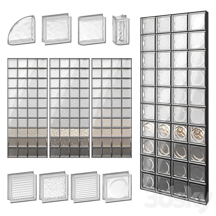 Glass Block Wall 11 - Other decorative objects - 3D model