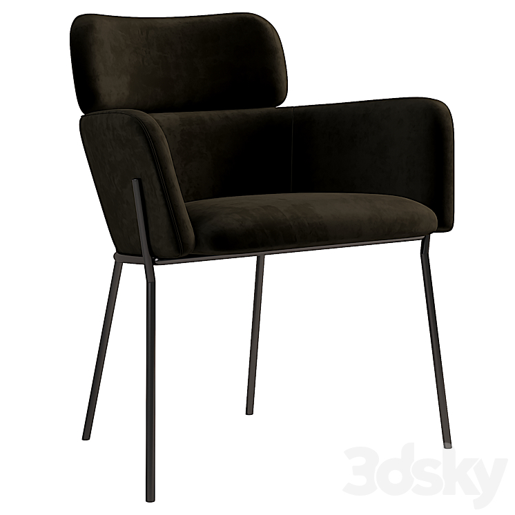 Azalea Mink Gray Velvet Dining Chair 2014 - Chair - 3D model