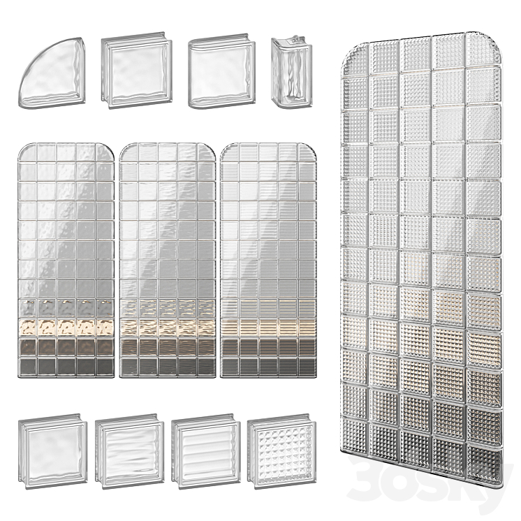 Glass Block Wall 23 - Other decorative objects - 3D model