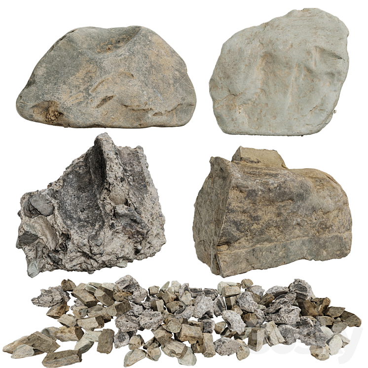 3D Scanned Stone 03 – 4K PBR Texture - Environment elements - 3D model