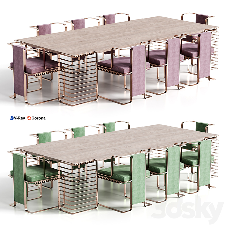 JARMAN DINING TABLE AND CHAIR - Table + Chair - 3D model
