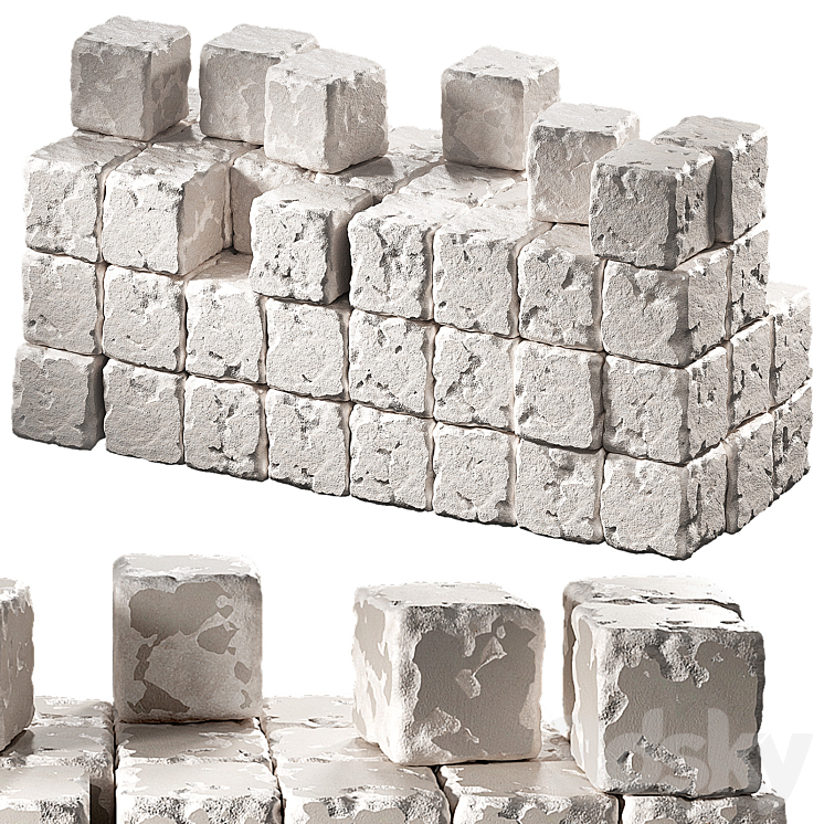 Chipped Stone Blocks set. Rough edge timeworn tiles. - Miscellaneous ...