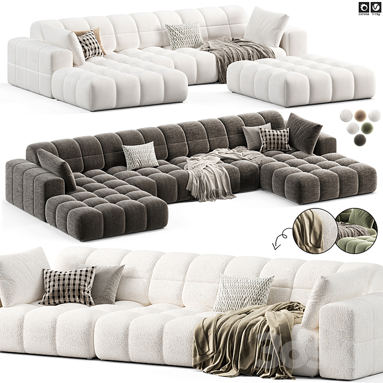 Naduvi Cosmopolitan Chicago Chenille Modular Sofa - Sofa - 3D model