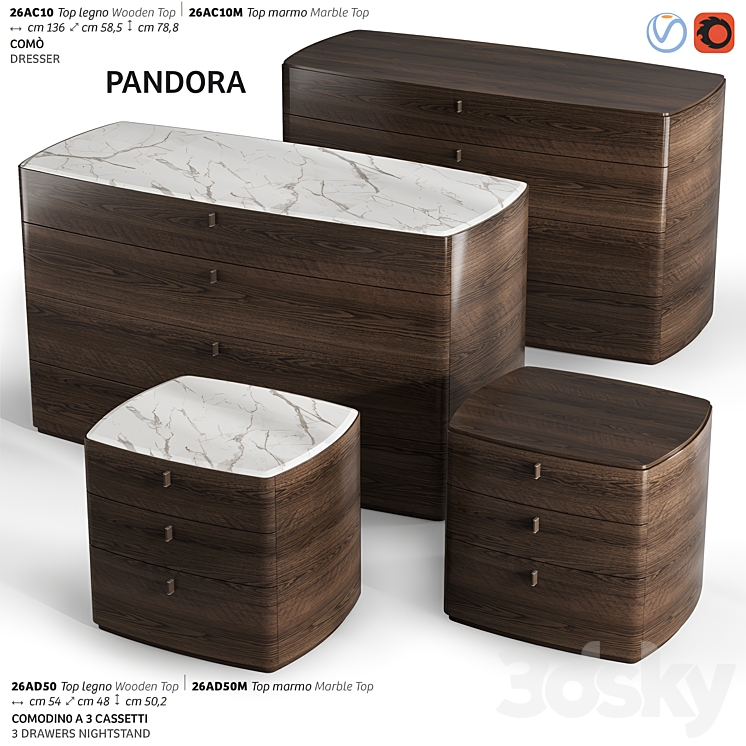 Mercantini PANDORA stand - Sideboard & Chest of drawer - 3D model