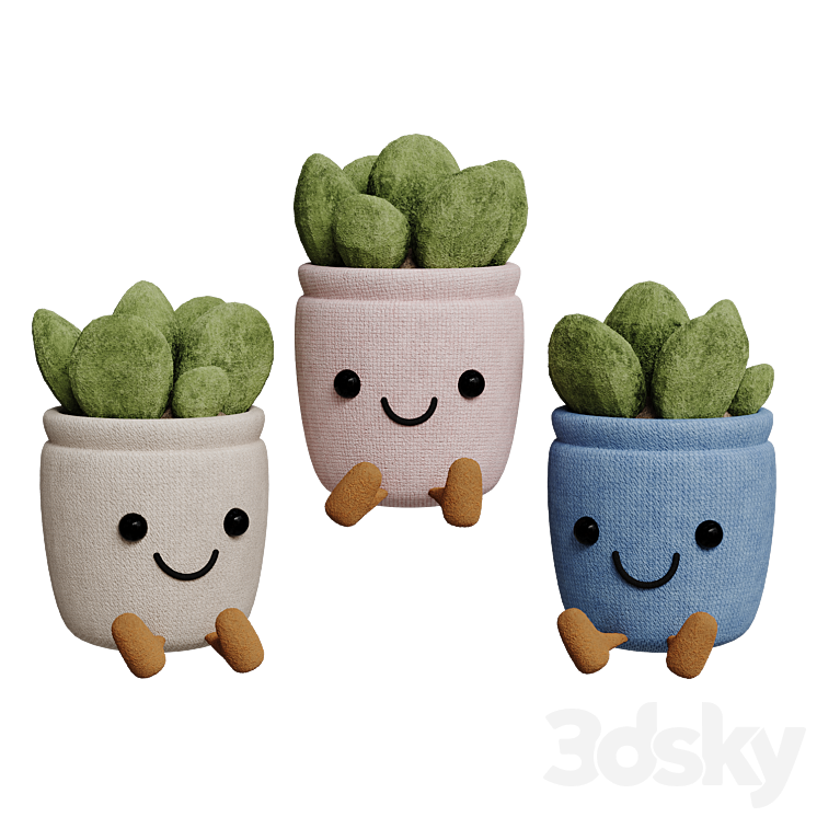 Toy set / Adorable cacti soft toys - Toy - 3D model