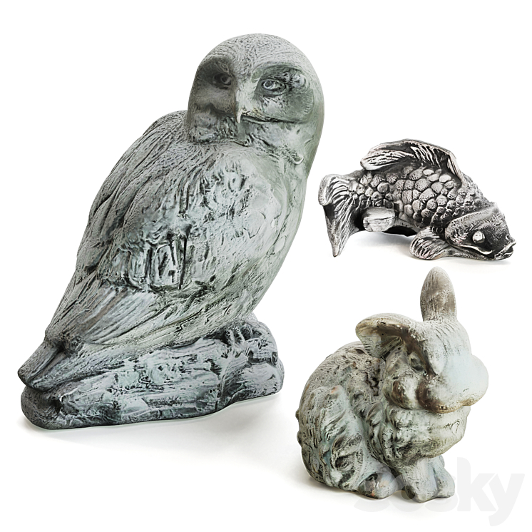 Handcrafted Cast Stone Garden Objects (Potterybarn) - Sculpture - 3D model