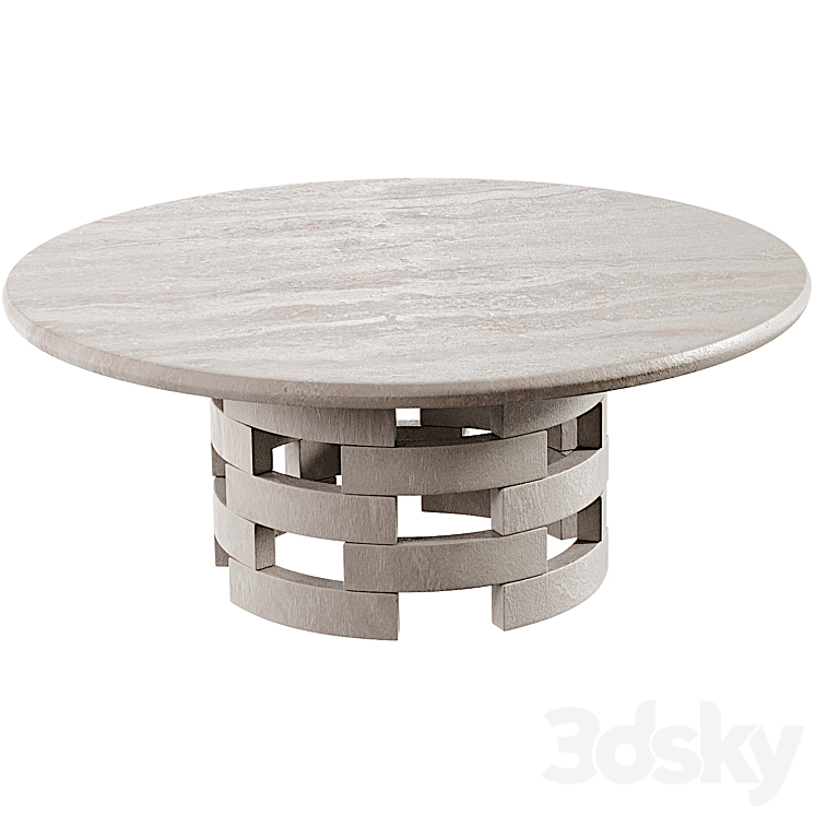 Creative round natural cave stone coffee table - Table - 3D model