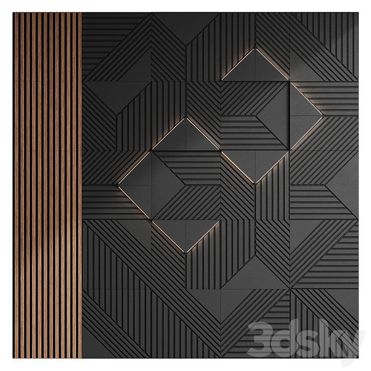 Decorative 3D panel with a pattern and backlight - 3D panel - 3D model