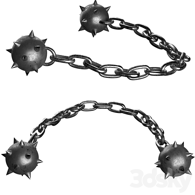 Chain mace - a weapon of the Middle Ages - Weapon - 3D model