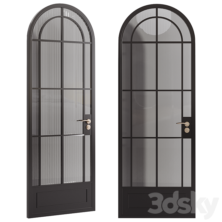 Arch Retro Vintage Style Aluminum Glass Design Door - Doors - 3D model
