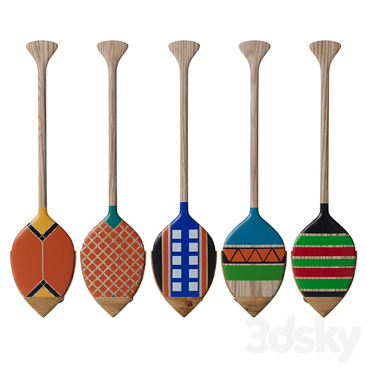 Decorative painted oars - Other decorative objects - 3D model
