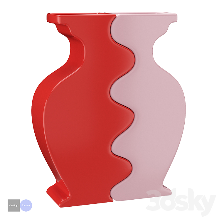 Set of 2 Love Puzzle Vases, 25cm, Red/Pink - Vase - 3D model