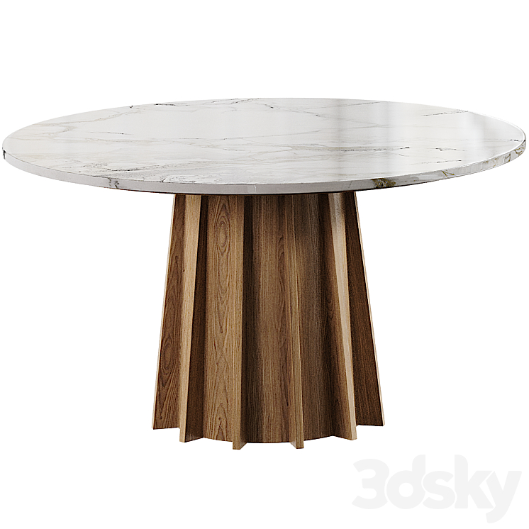 Round dining table with white stone top - Table - 3D model