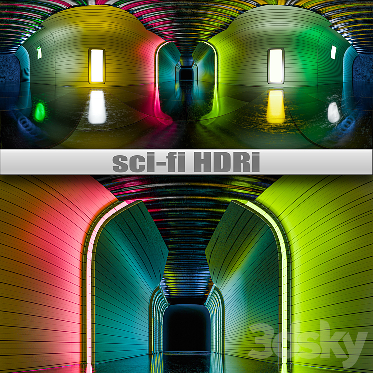Sci-Fi Neon Tunnel HDRI - HDRI - 3D model