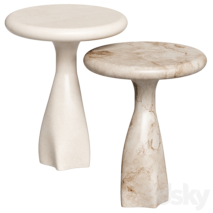 Espira Round Cream Marble Resin Side Table - Table - 3D model