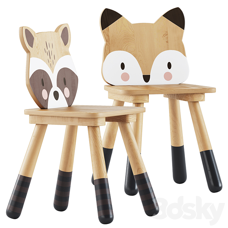Forest Chairs by Tender Leaf - Table + Chair - 3D model