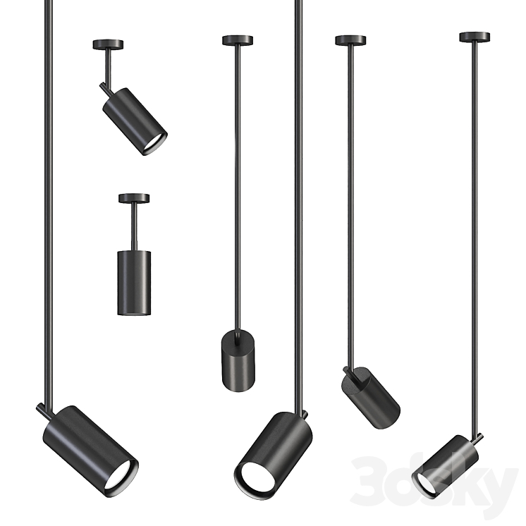 Lux Minimalist Adjustable Rod Spot Light - Technical lighting - 3D model
