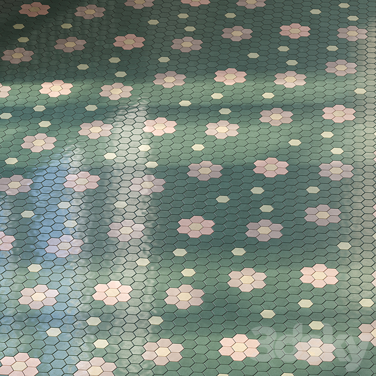 Olde English Tiles / Field Of Flowers Tiles - Tile - 3D model