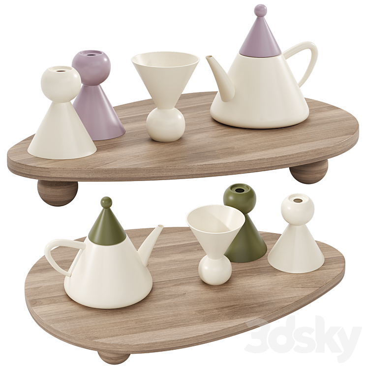 Morandi tea set - Tableware - 3D model