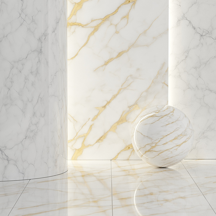 White Marble texture Golden, Gary vein 2k - Stone - 3D model