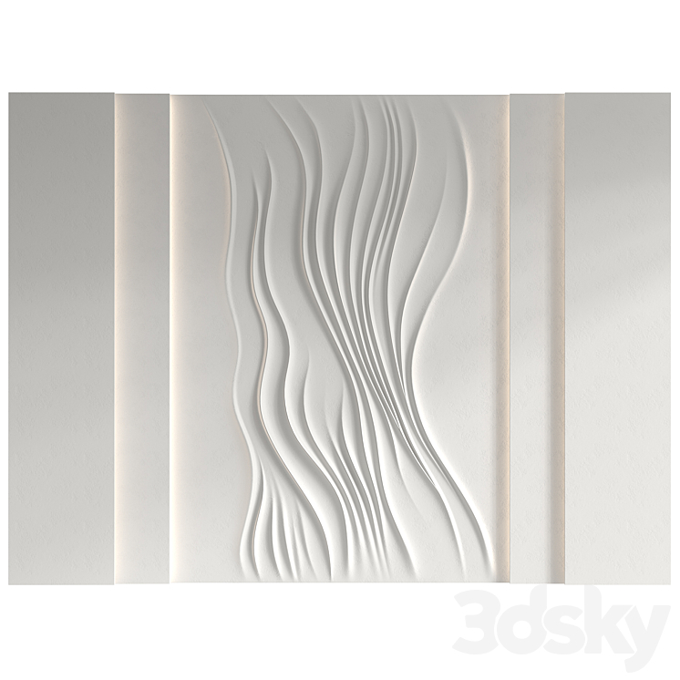 Decorative 3D wall panel Waves 03 - Other decorative objects - 3D model