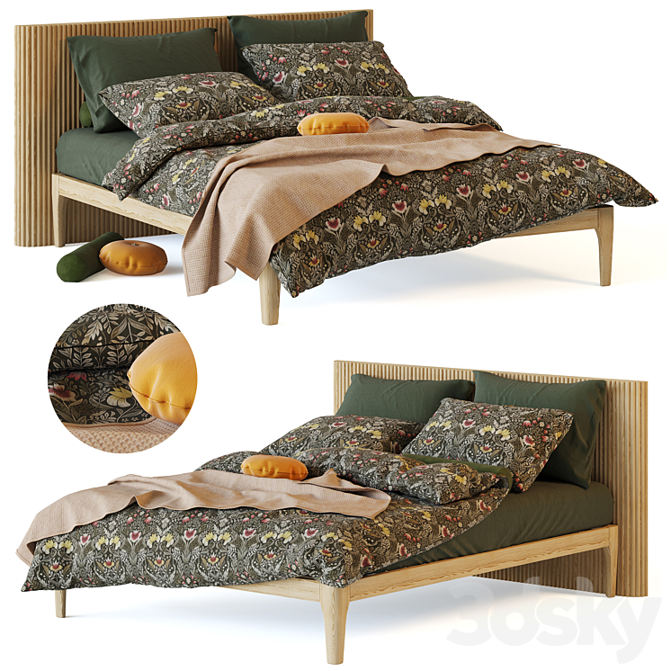 Agura bed with knocked down bedding Kärrdunört - Bed - 3D model