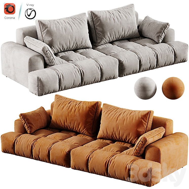 Japandi Bicolor Sofa - Sofa - 3D model