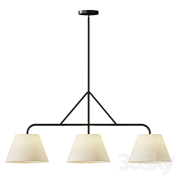 Pottery Barn Fallon Forged Iron Linear Pendant - Pendant light - 3D model