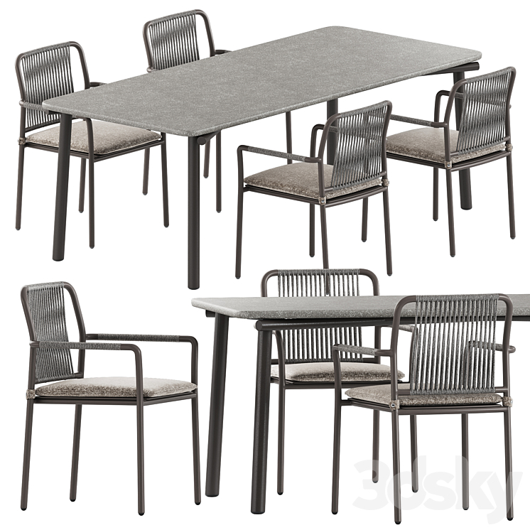 Air chairs by Atmosphera italy and Anatra table - Table + Chair - 3D model