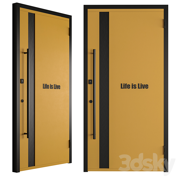 Yellow Retro Door - 136 - Doors - 3D model