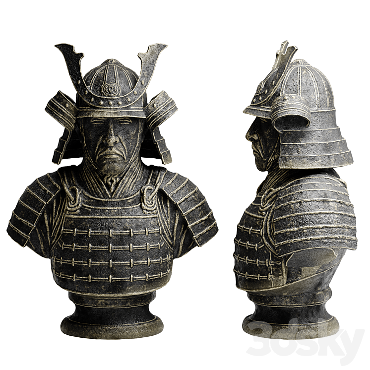 Premium Sculpture | Stone Bust of a Samurai Warrior | Model 0018 ...